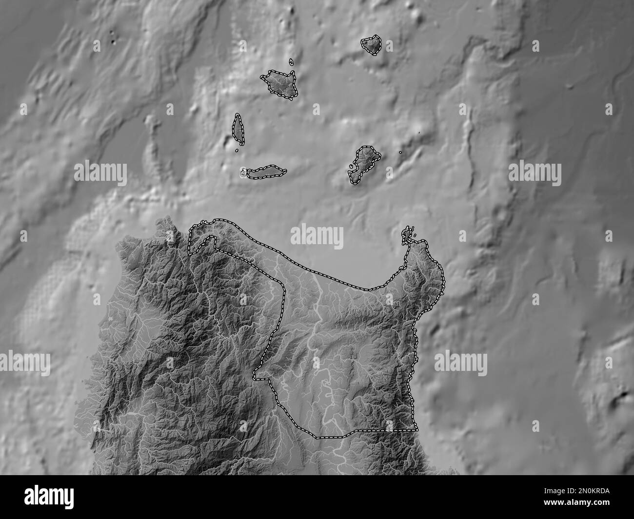 Cagayan, province of Philippines. Grayscale elevation map with lakes ...