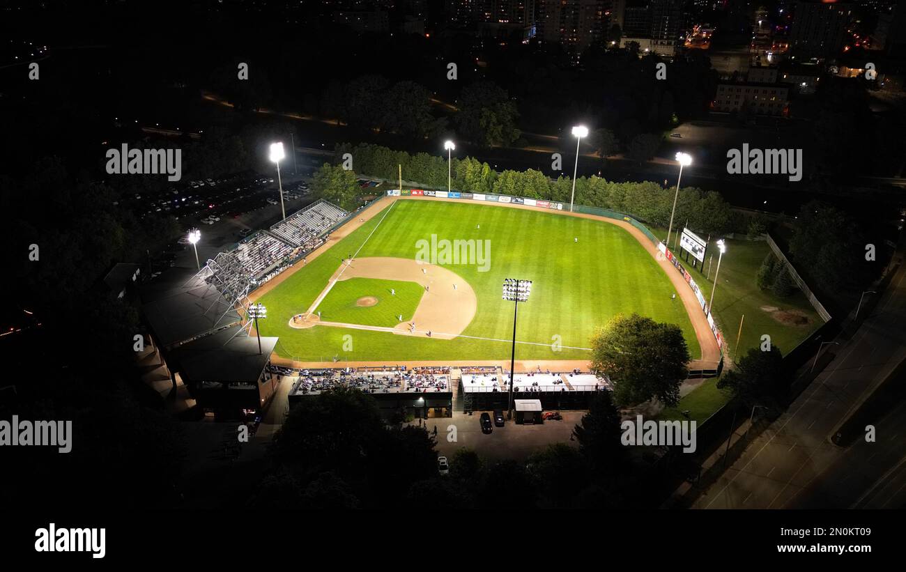 Sept 20 2022, Labatt park at night Aerial in London Ontario Canada ...