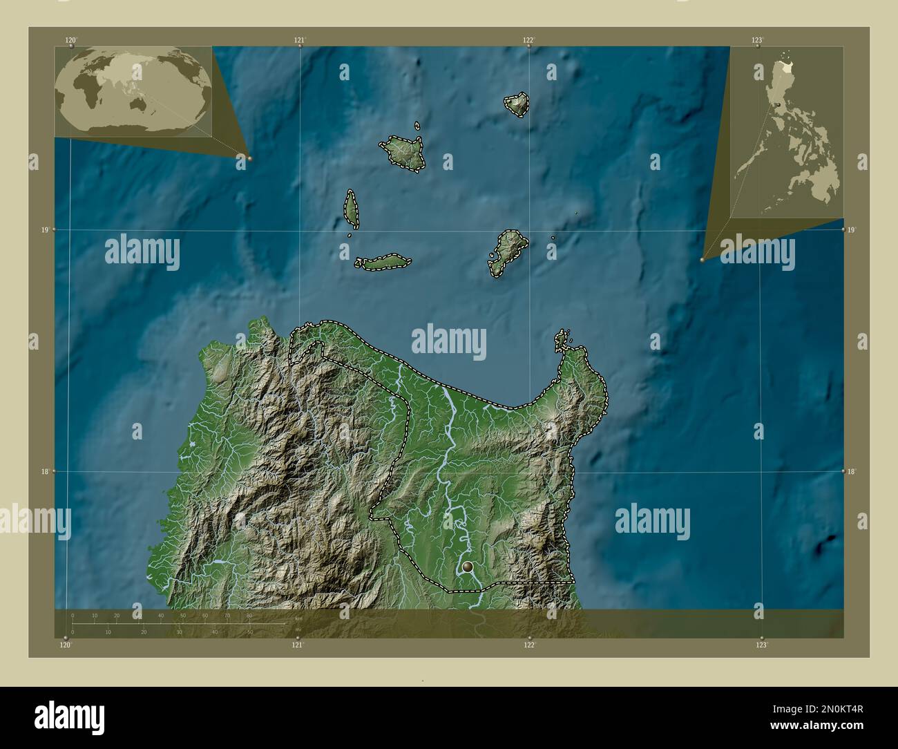 Cagayan, province of Philippines. Elevation map colored in wiki style ...