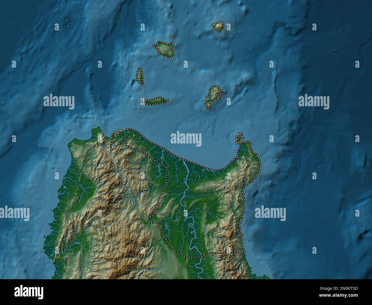 Cagayan, province of Philippines. Colored elevation map with lakes and ...