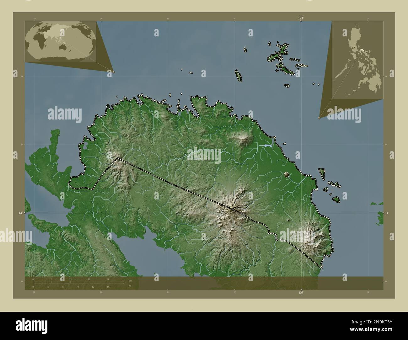 Camarines Norte, province of Philippines. Elevation map colored in wiki ...