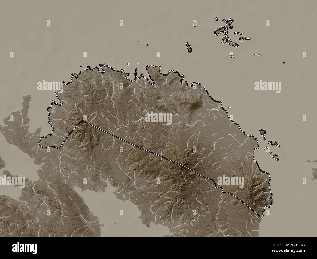 Camarines Norte, province of Philippines. Elevation map colored in ...