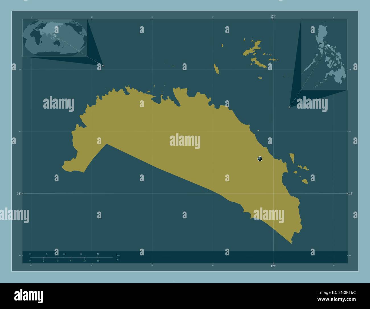 Camarines Norte, province of Philippines. Solid color shape. Corner ...