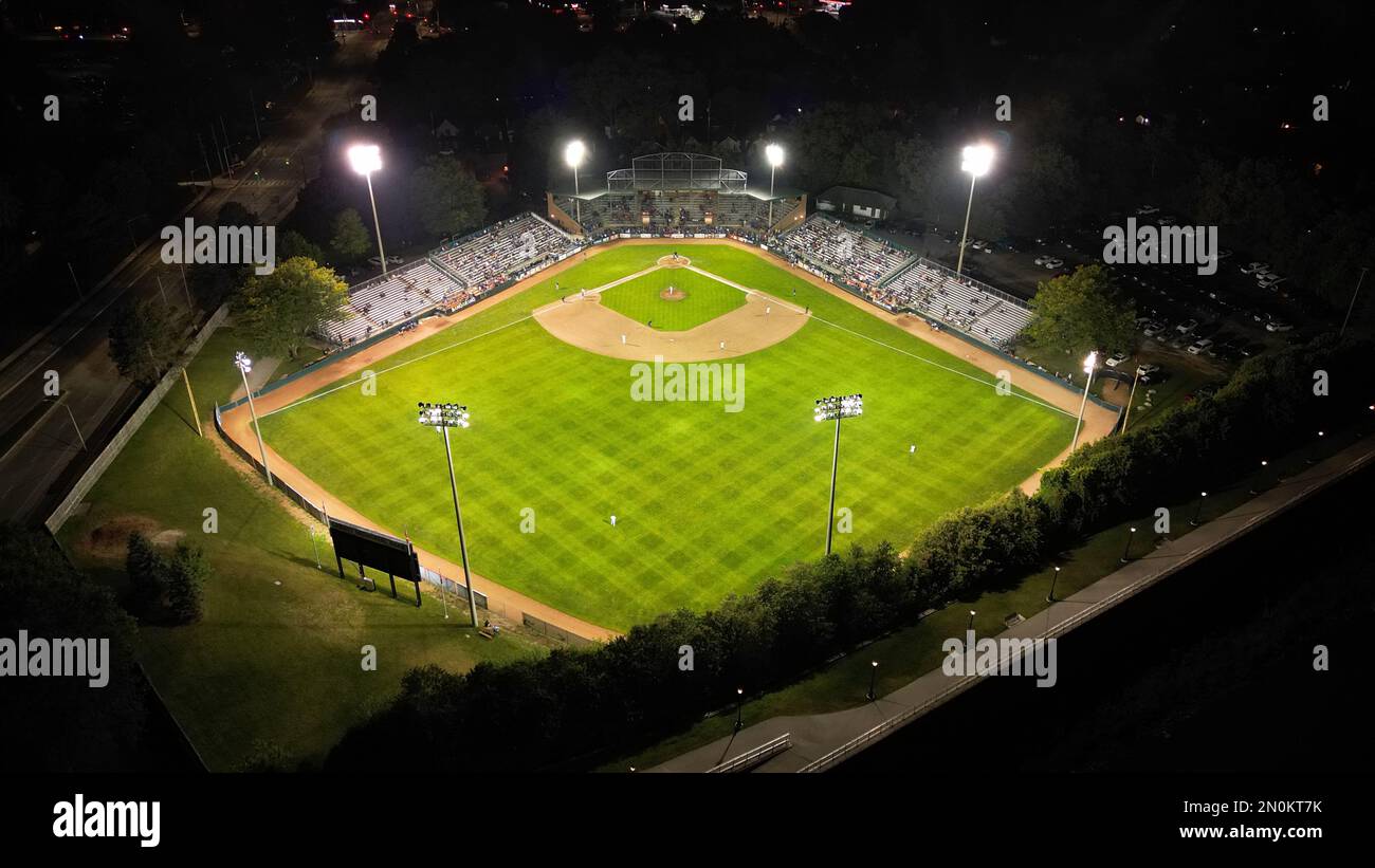 Sept 20 2022, Labatt park at night Aerial in London Ontario Canada ...