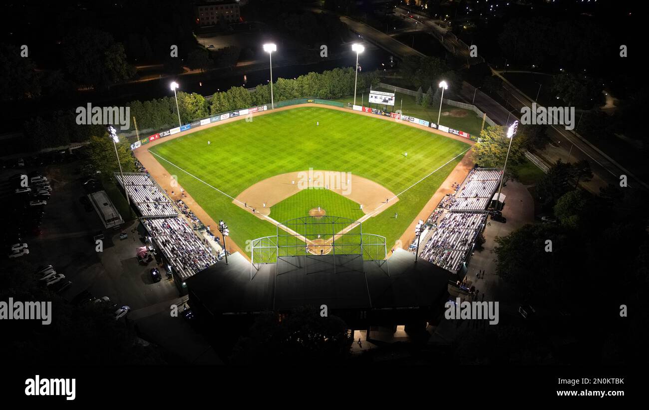 Sept 20 2022, Labatt park at night Aerial in London Ontario Canada ...