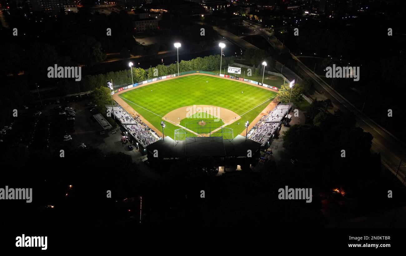 Sept 20 2022, Labatt park at night Aerial in London Ontario Canada ...