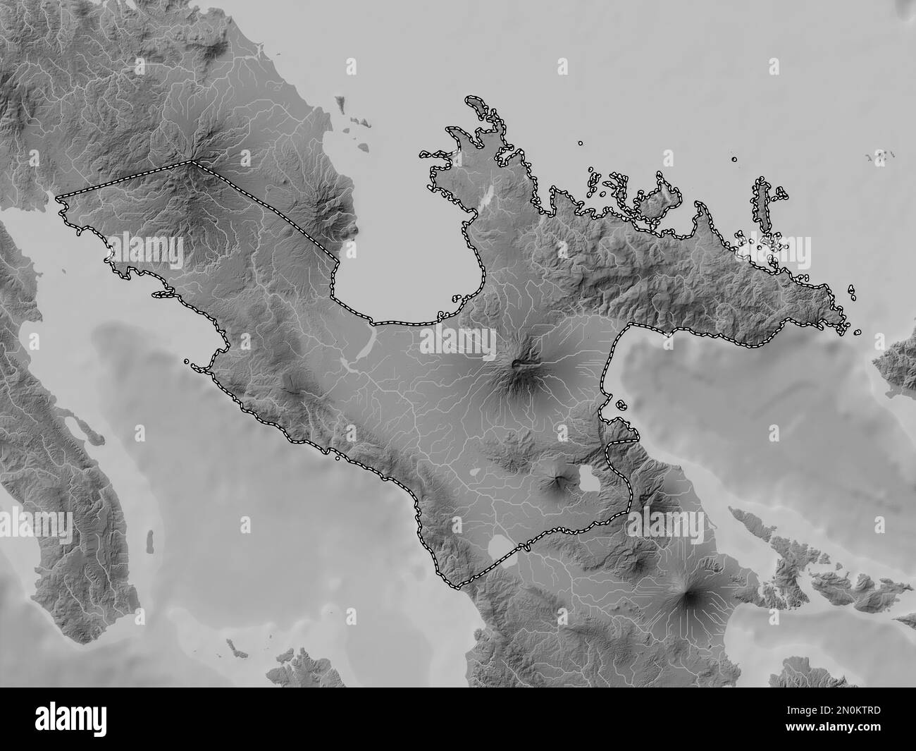 Camarines Sur, province of Philippines. Grayscale elevation map with ...
