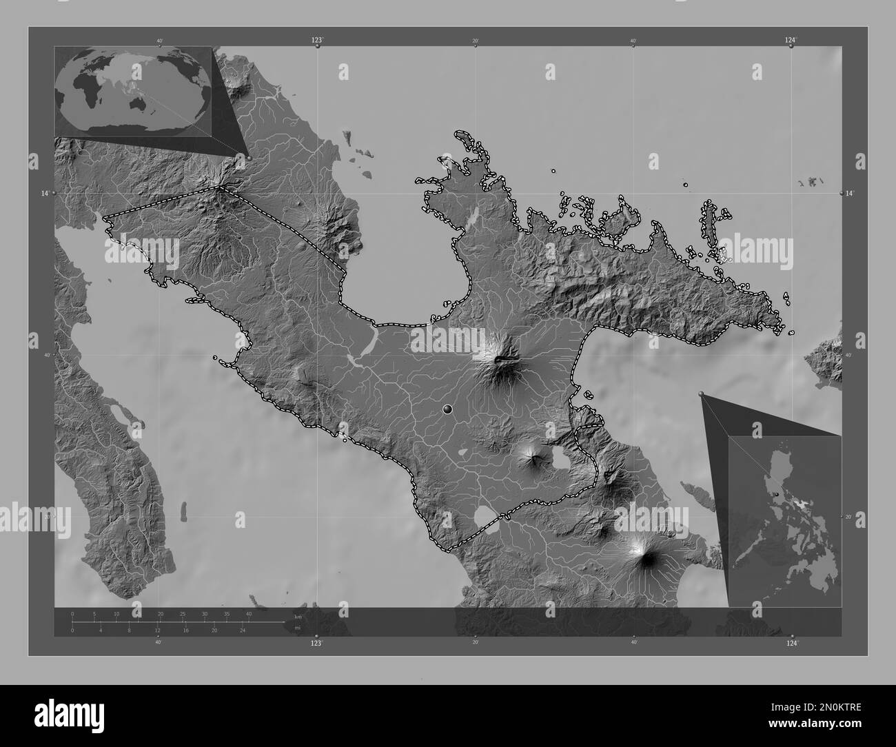 Camarines Sur, province of Philippines. Bilevel elevation map with ...