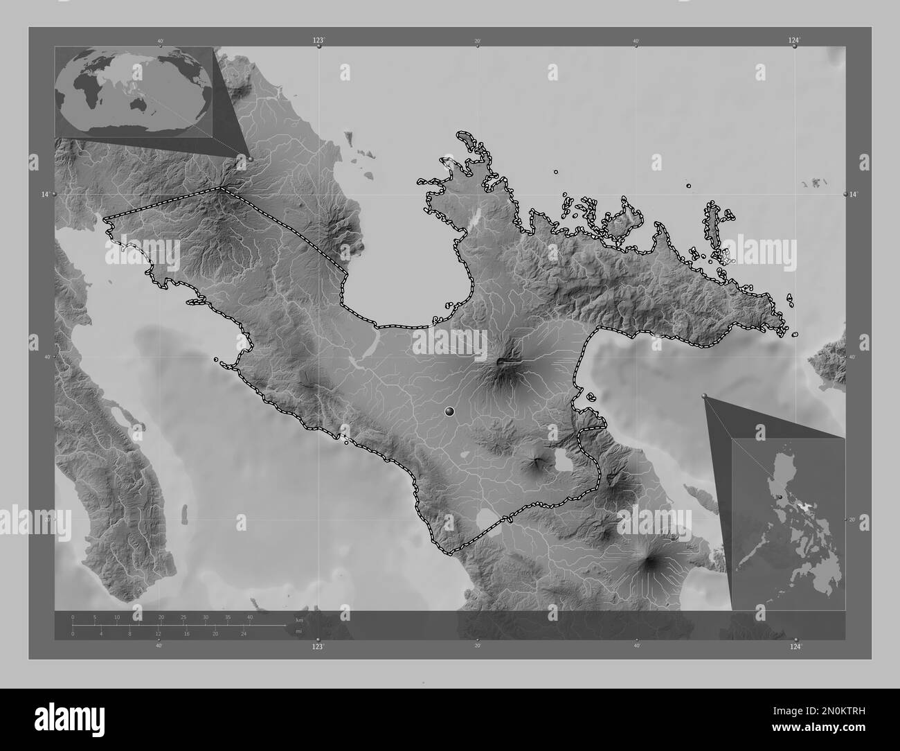 Camarines Sur, province of Philippines. Grayscale elevation map with ...