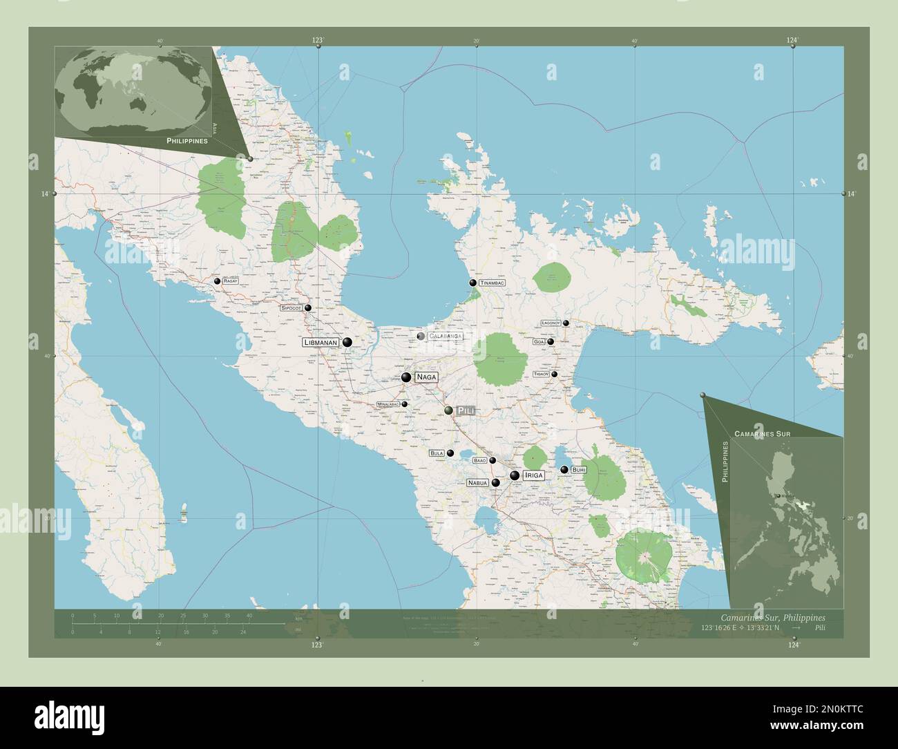 Camarines Sur, province of Philippines. Open Street Map. Locations and ...
