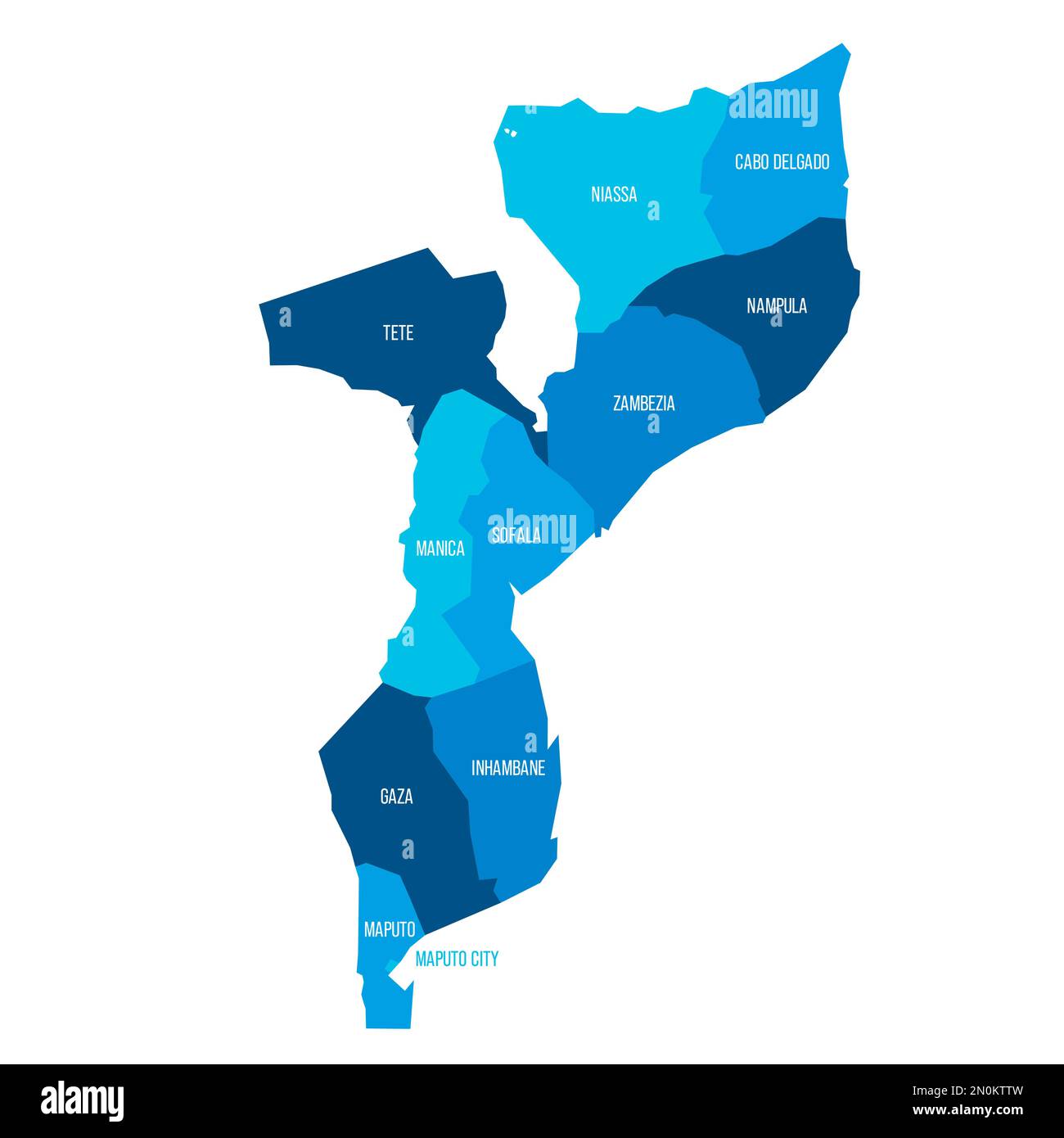 Mozambique political map of administrative divisions - provinces and ...