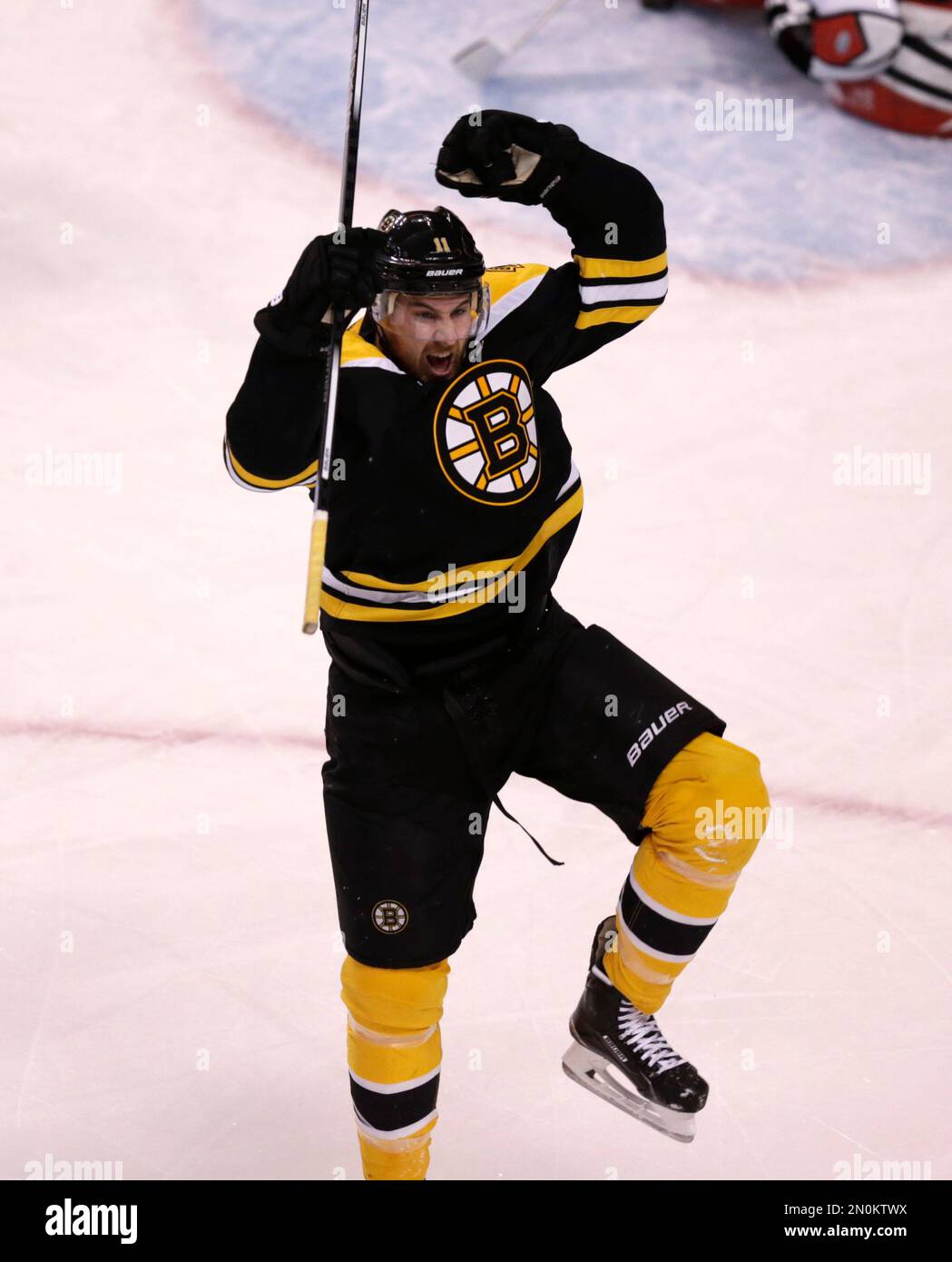 Boston Bruins right wing Jimmy Hayes (11) celebrates after his goal ...