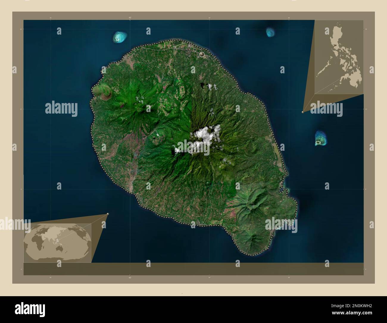 Camiguin, province of Philippines. High resolution satellite map ...