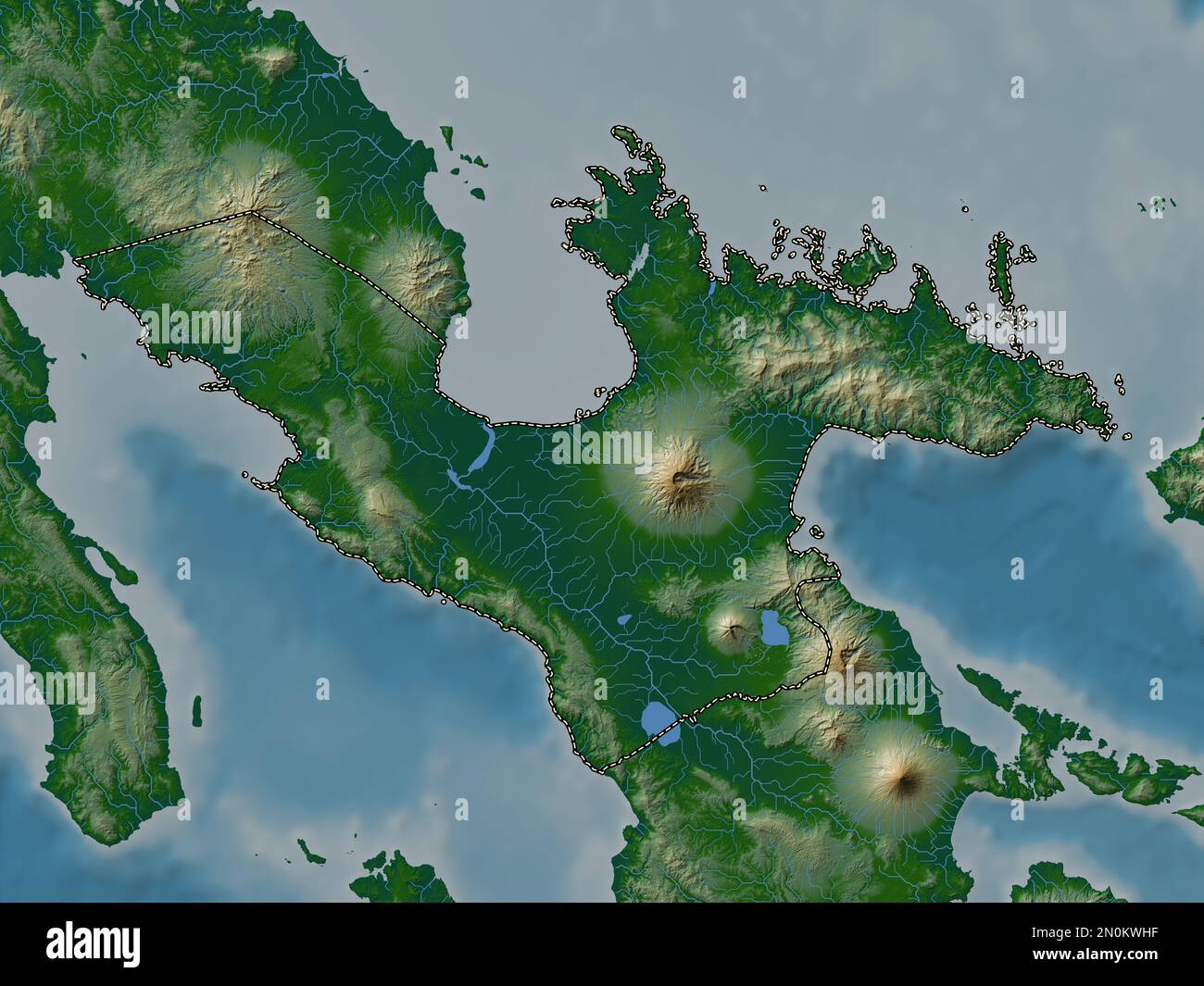 Camarines Sur, province of Philippines. Colored elevation map with ...