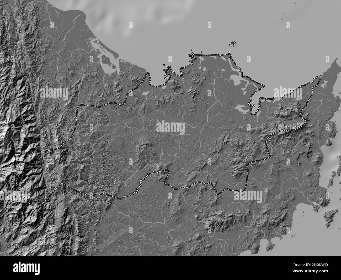 Capiz, province of Philippines. Bilevel elevation map with lakes and ...
