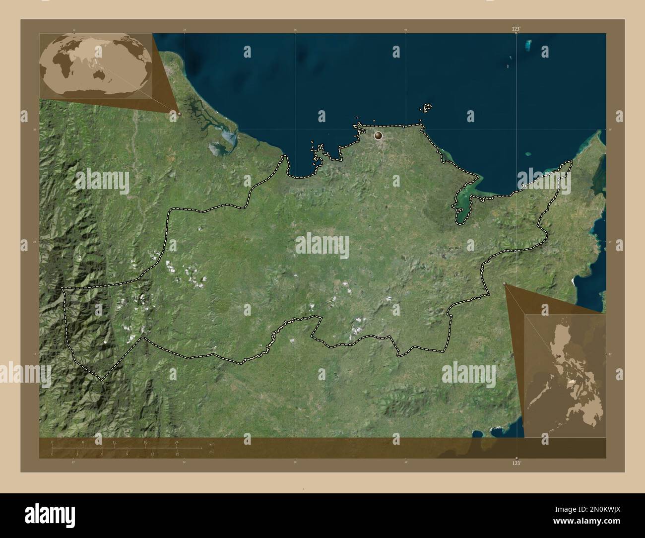 Capiz, province of Philippines. Low resolution satellite map. Corner ...