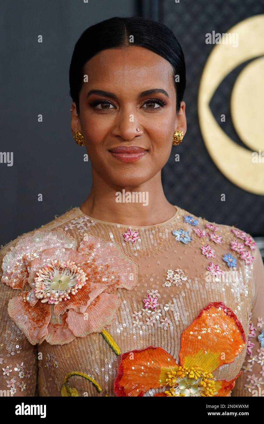 Anoushka Shankar arrives at the 65th annual Grammy Awards on Sunday ...