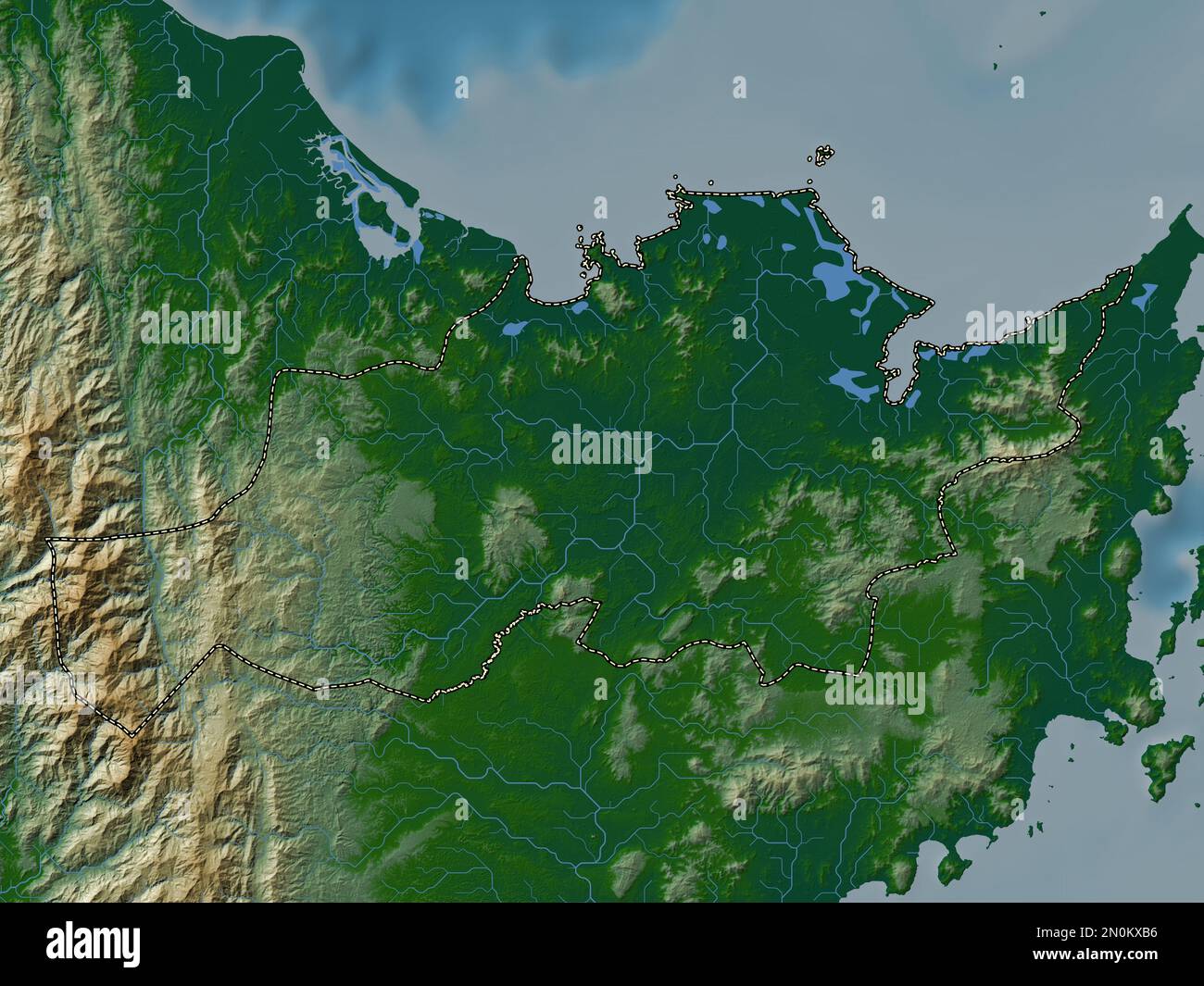 Capiz, province of Philippines. Colored elevation map with lakes and ...