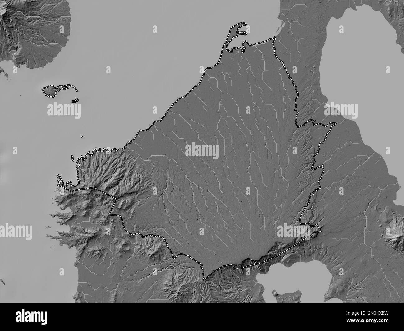 Cavite, province of Philippines. Bilevel elevation map with lakes and ...