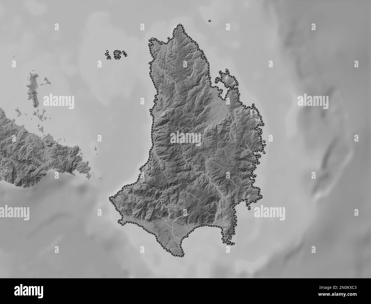 Catanduanes, province of Philippines. Grayscale elevation map with ...