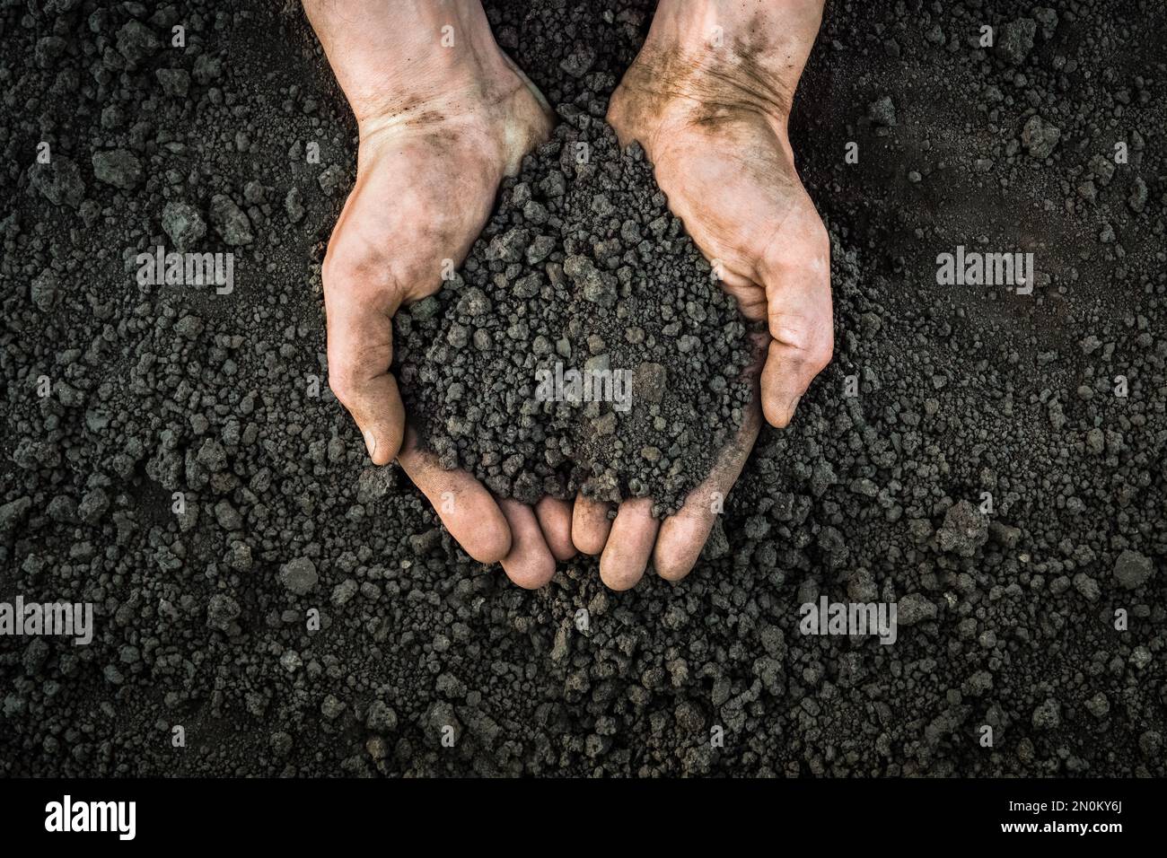 Farmer hands soil ground earth dirt garden soil farm ground dirt. Male ...