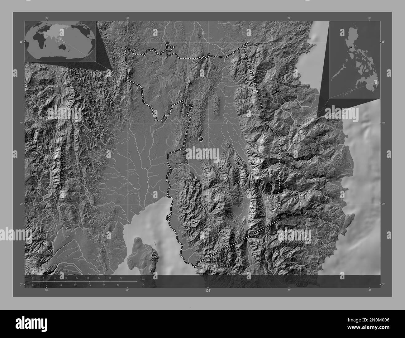 Compostela Valley, province of Philippines. Bilevel elevation map with ...