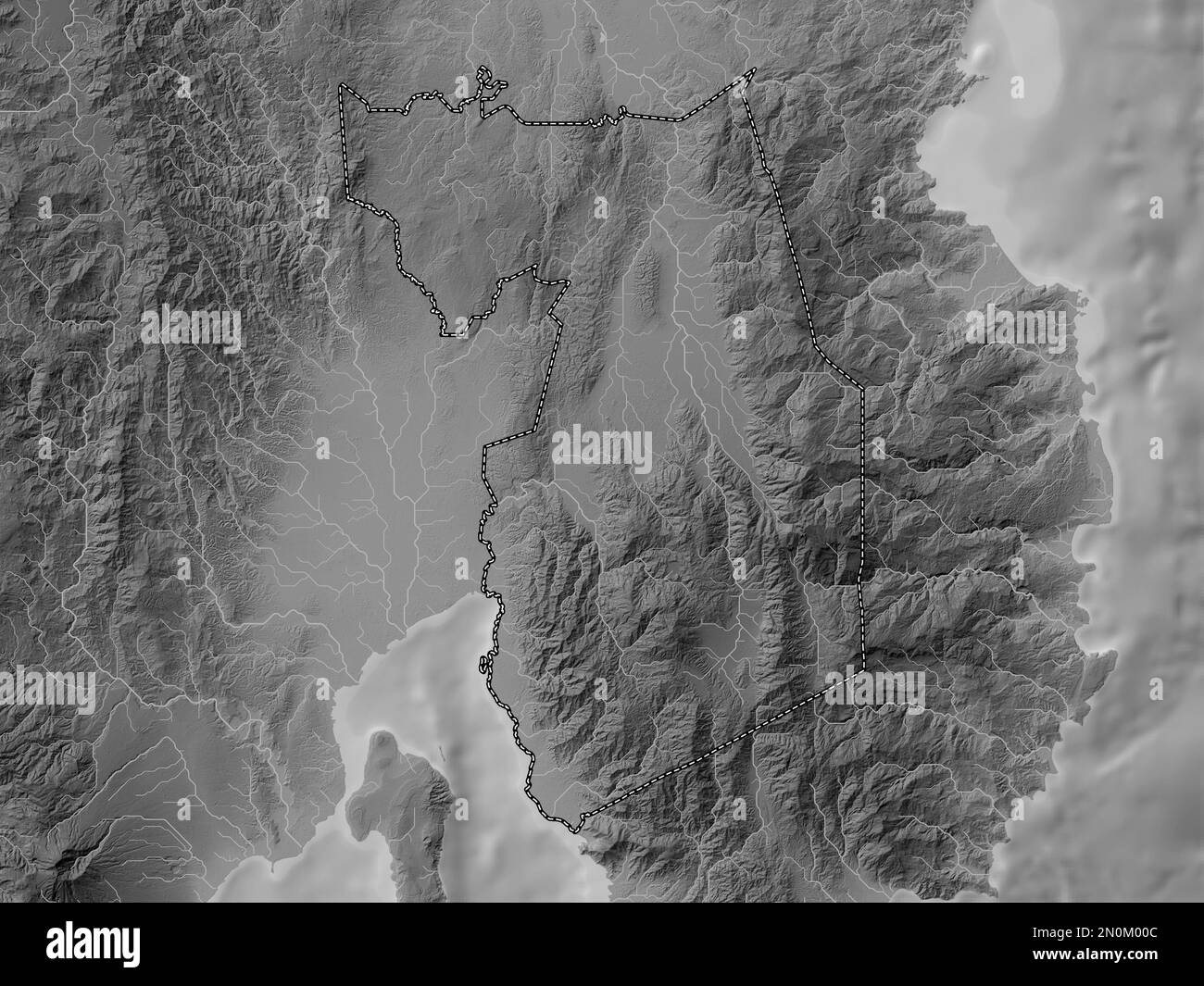Compostela Valley, province of Philippines. Grayscale elevation map ...
