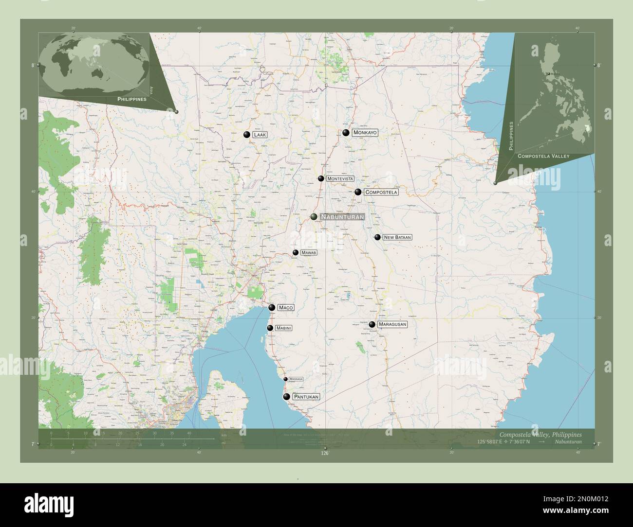 Compostela Valley, province of Philippines. Open Street Map. Locations ...