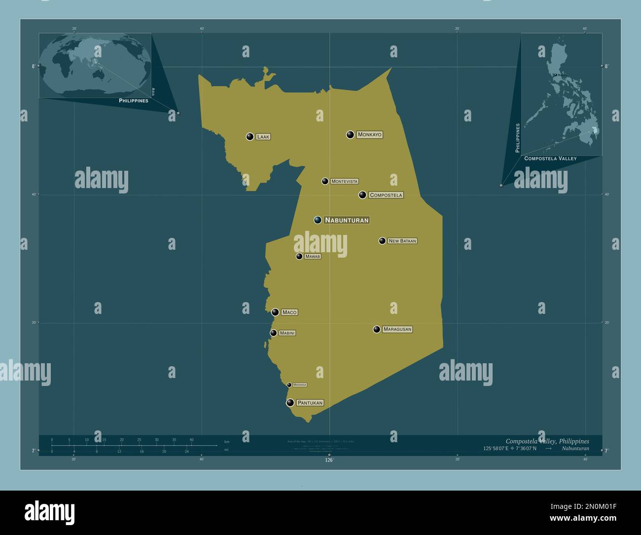 Compostela Valley, province of Philippines. Solid color shape ...