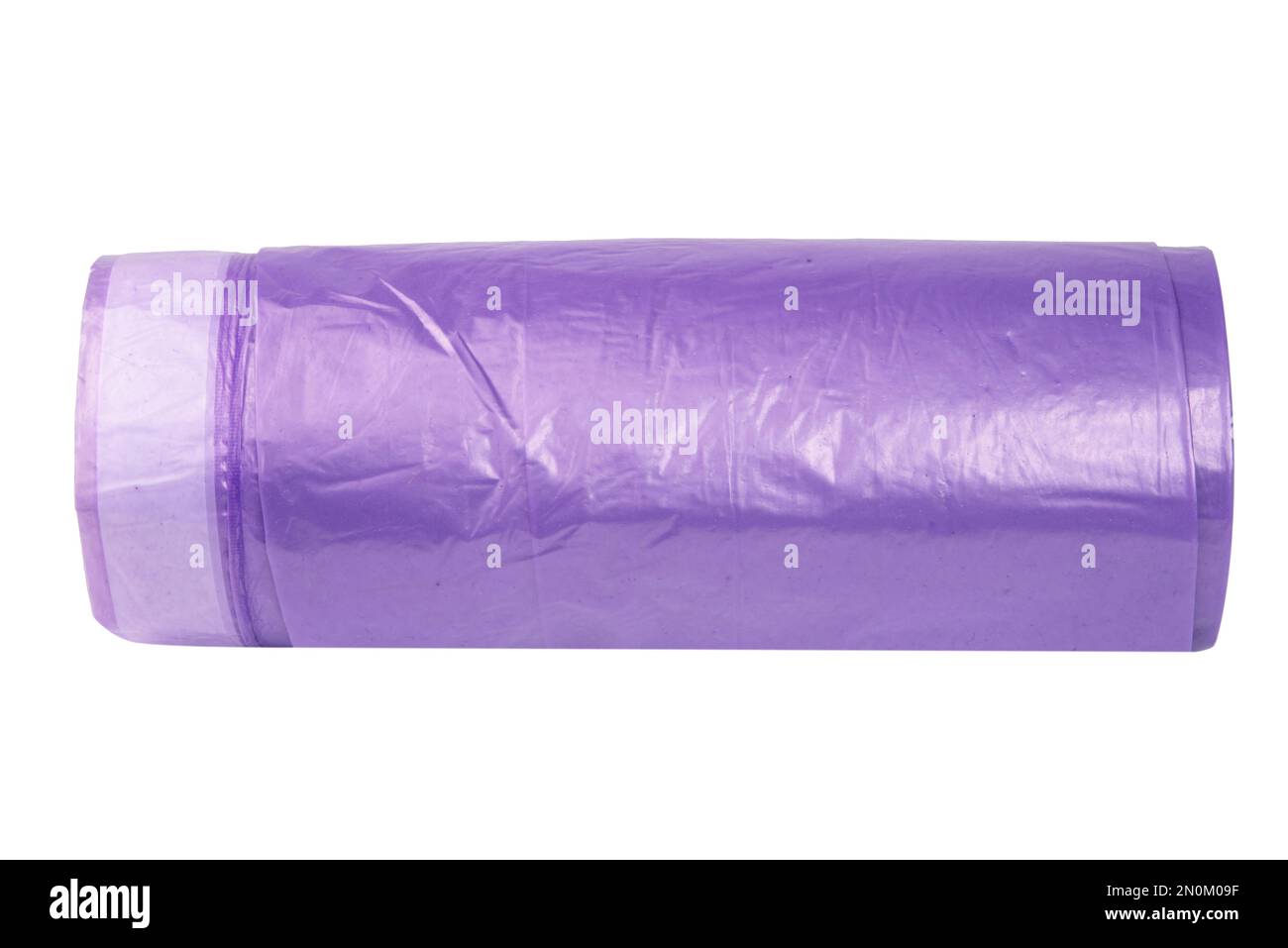 Violet roll of plastic garbage bags isolated on white background Stock ...