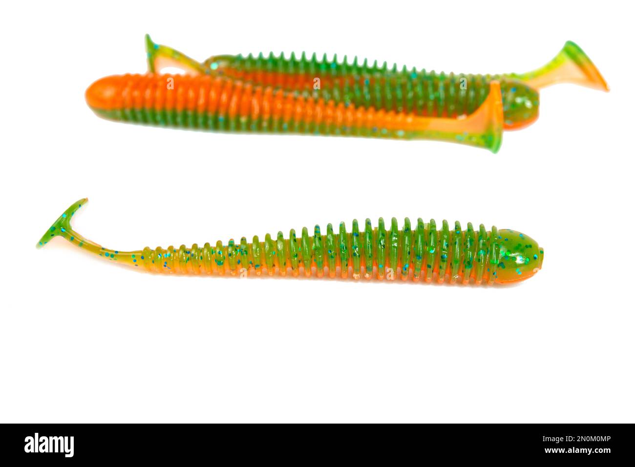 Fishing lure silicone twister isolated on white background Stock Photo ...