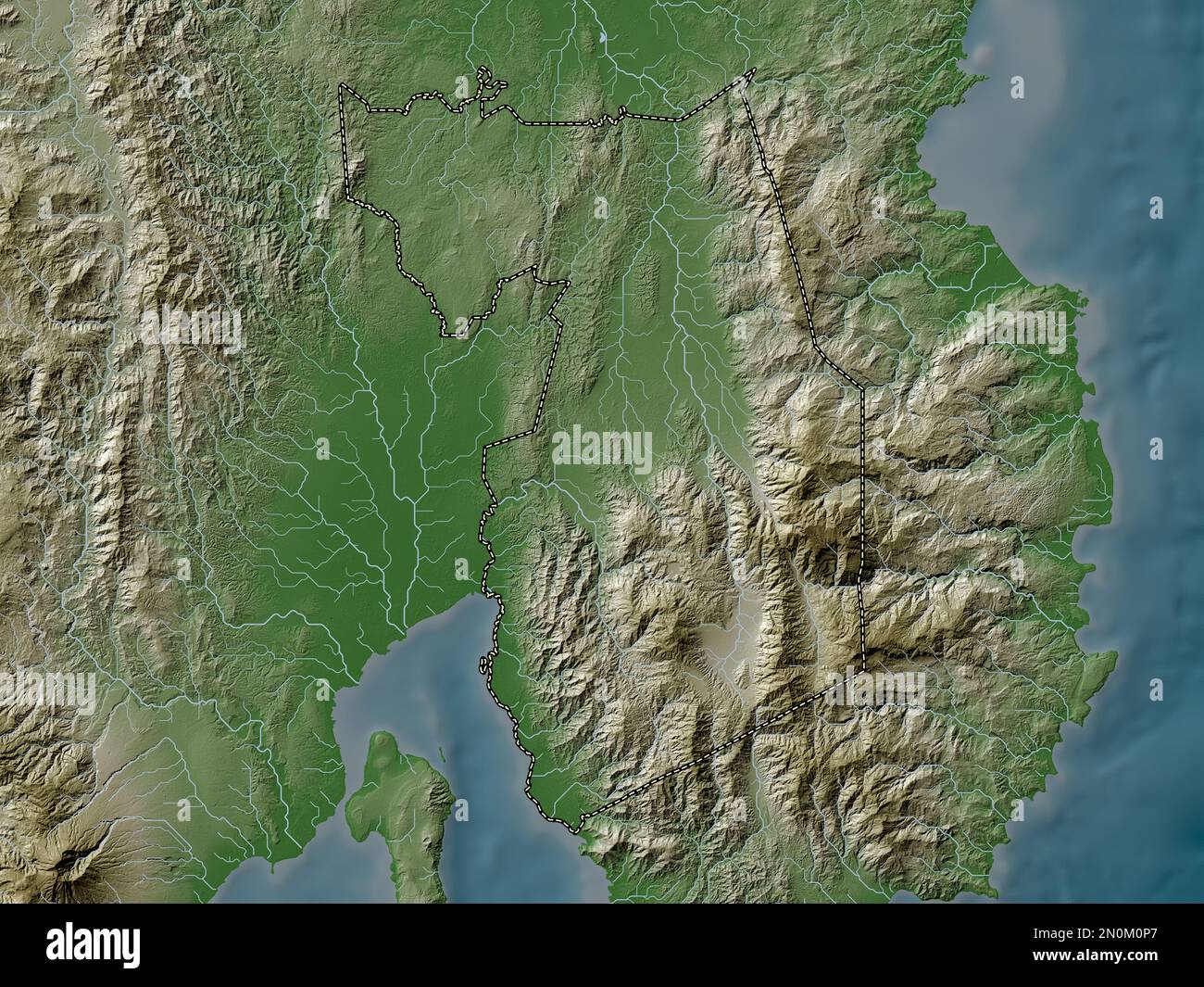 Compostela Valley, province of Philippines. Elevation map colored in ...