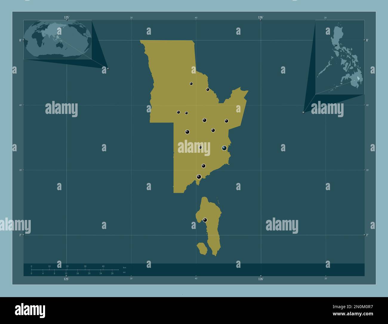 Davao del Norte, province of Philippines. Solid color shape. Locations ...