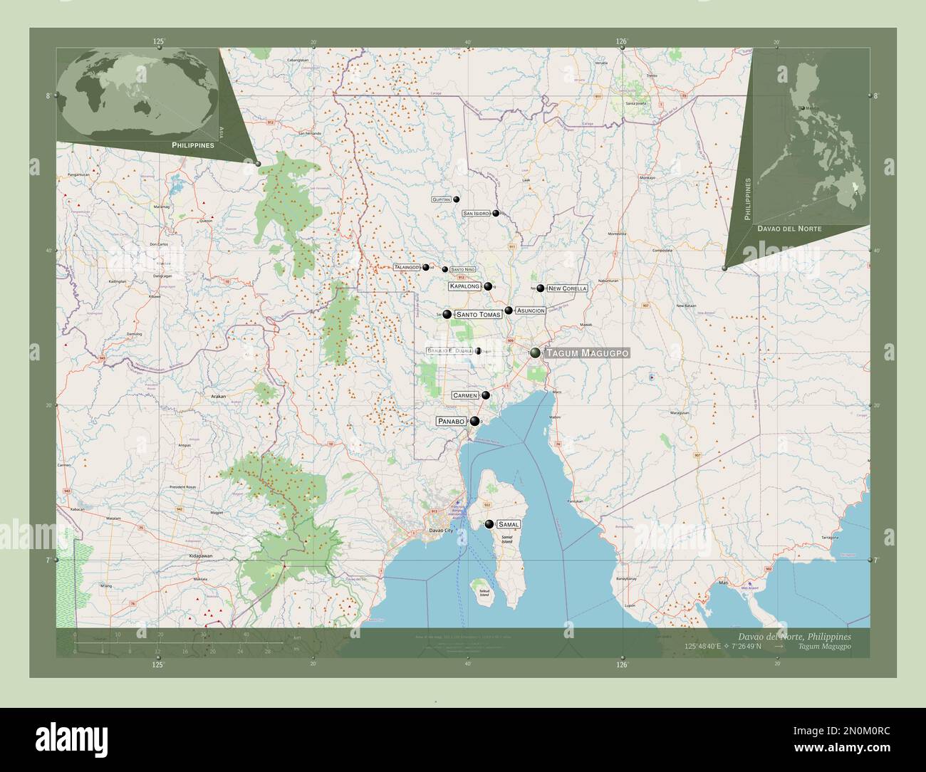 Davao del Norte, province of Philippines. Open Street Map. Locations ...