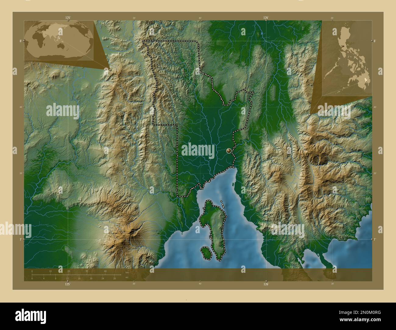 Davao del Norte, province of Philippines. Colored elevation map with ...