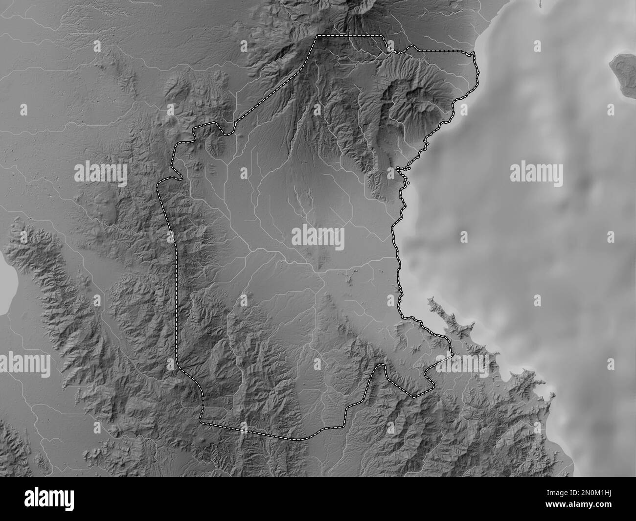 Davao del Sur, province of Philippines. Grayscale elevation map with ...