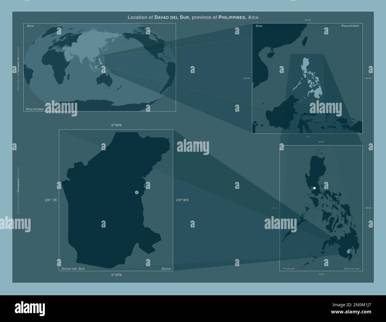 Davao del Sur, province of Philippines. Diagram showing the location of ...