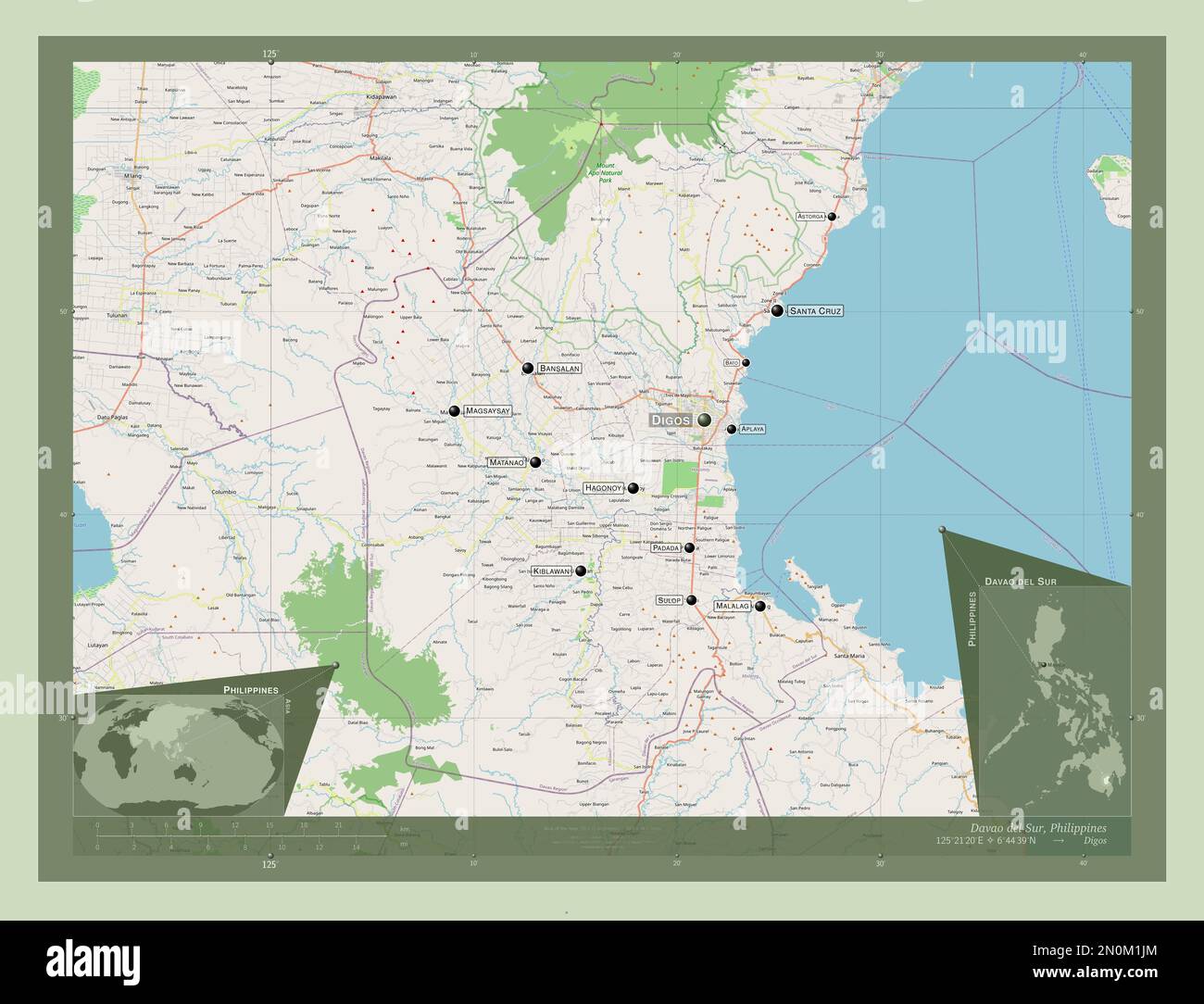 Davao del Sur, province of Philippines. Open Street Map. Locations and ...