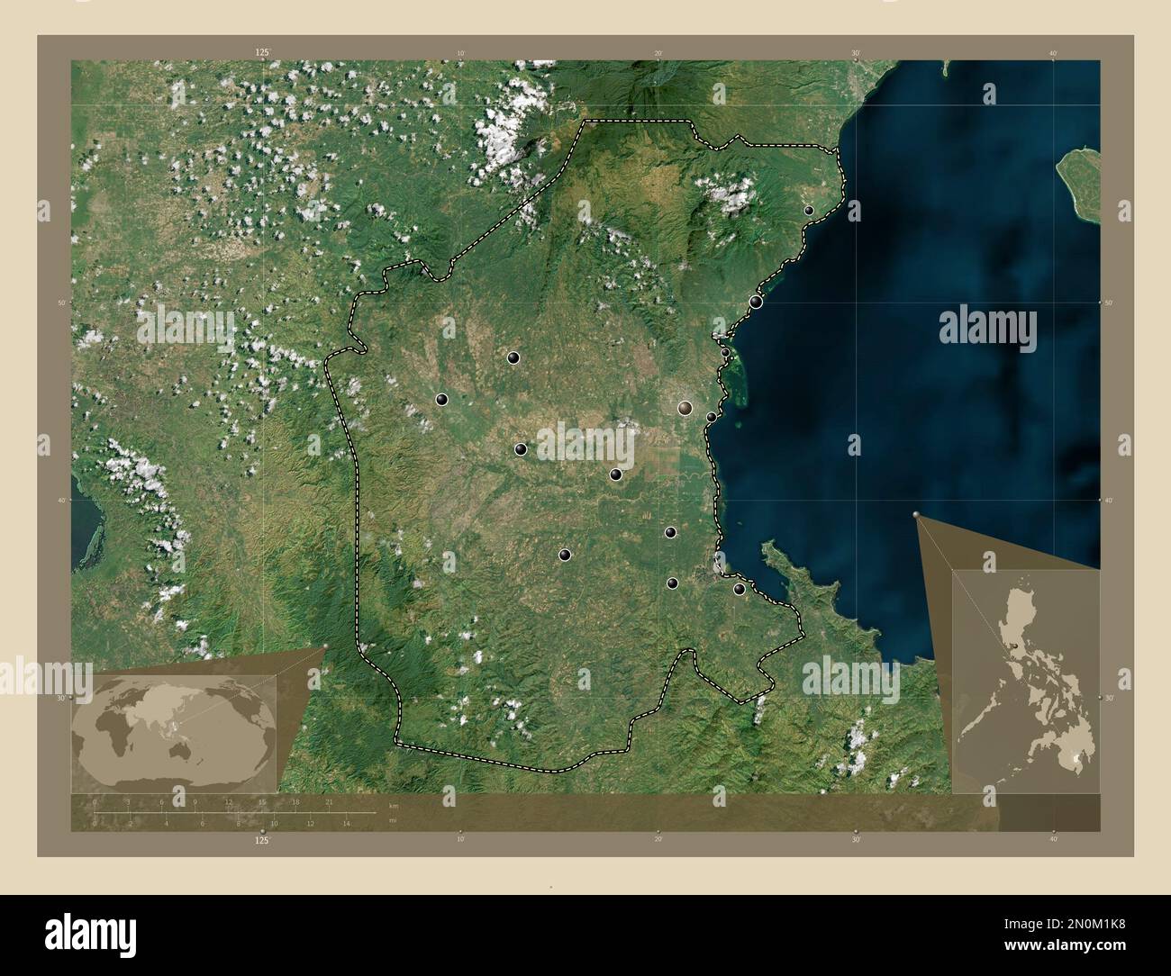 Davao del Sur, province of Philippines. High resolution satellite map ...