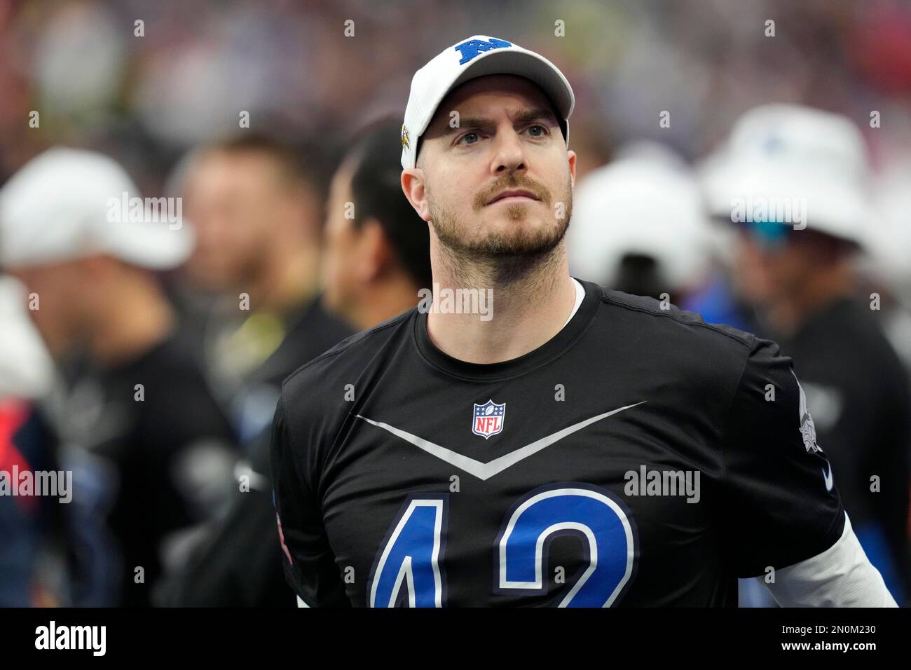 NFC long snapper Andrew DePaola (42) of the Minnesota Vikings looks on ...