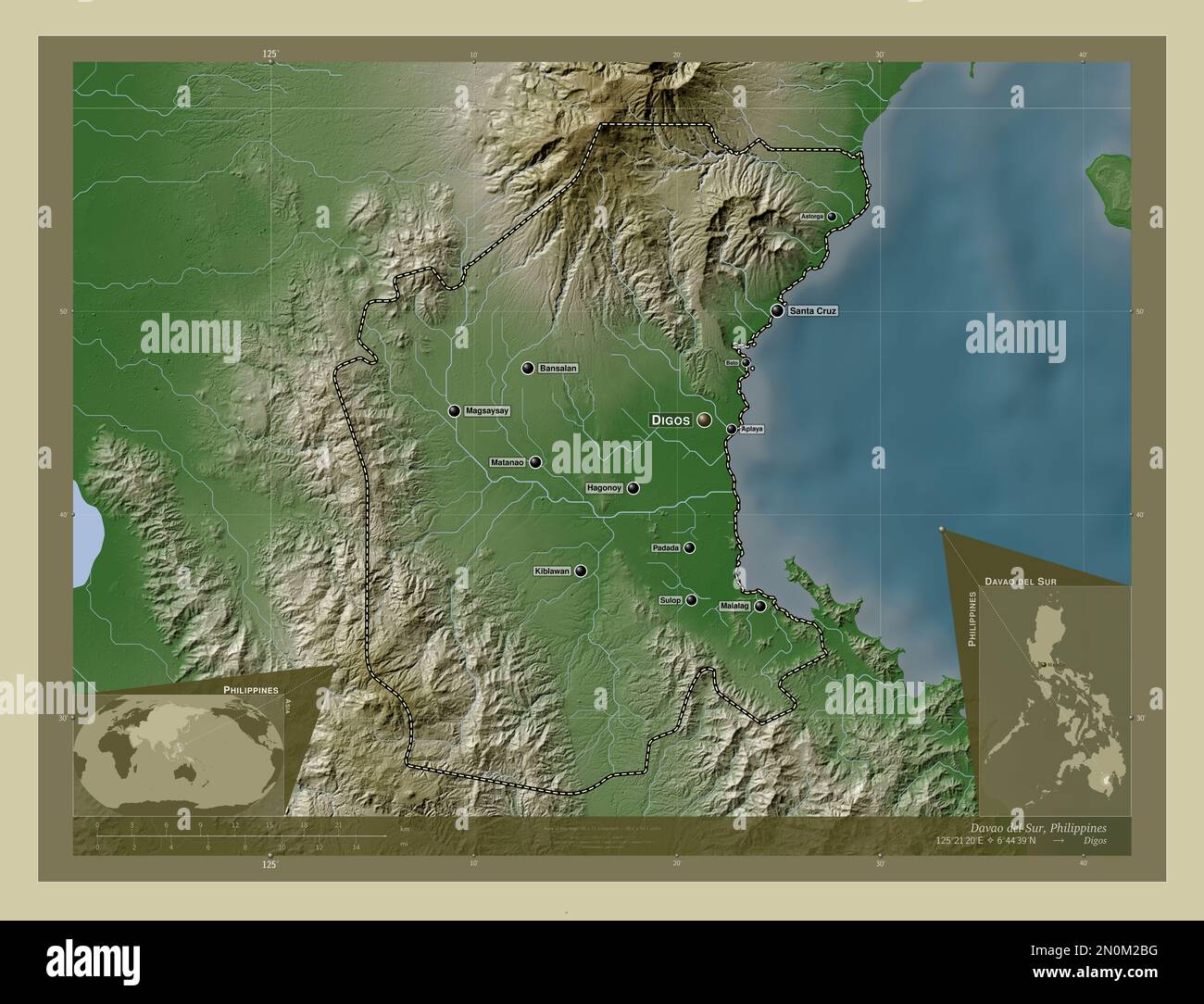 Davao del Sur, province of Philippines. Elevation map colored in wiki ...