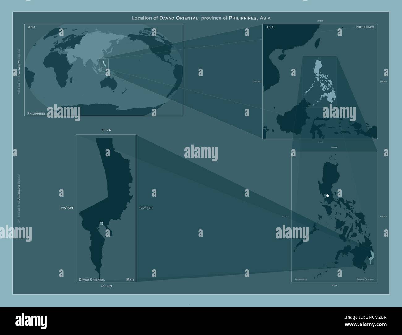 Davao Oriental, province of Philippines. Diagram showing the location ...