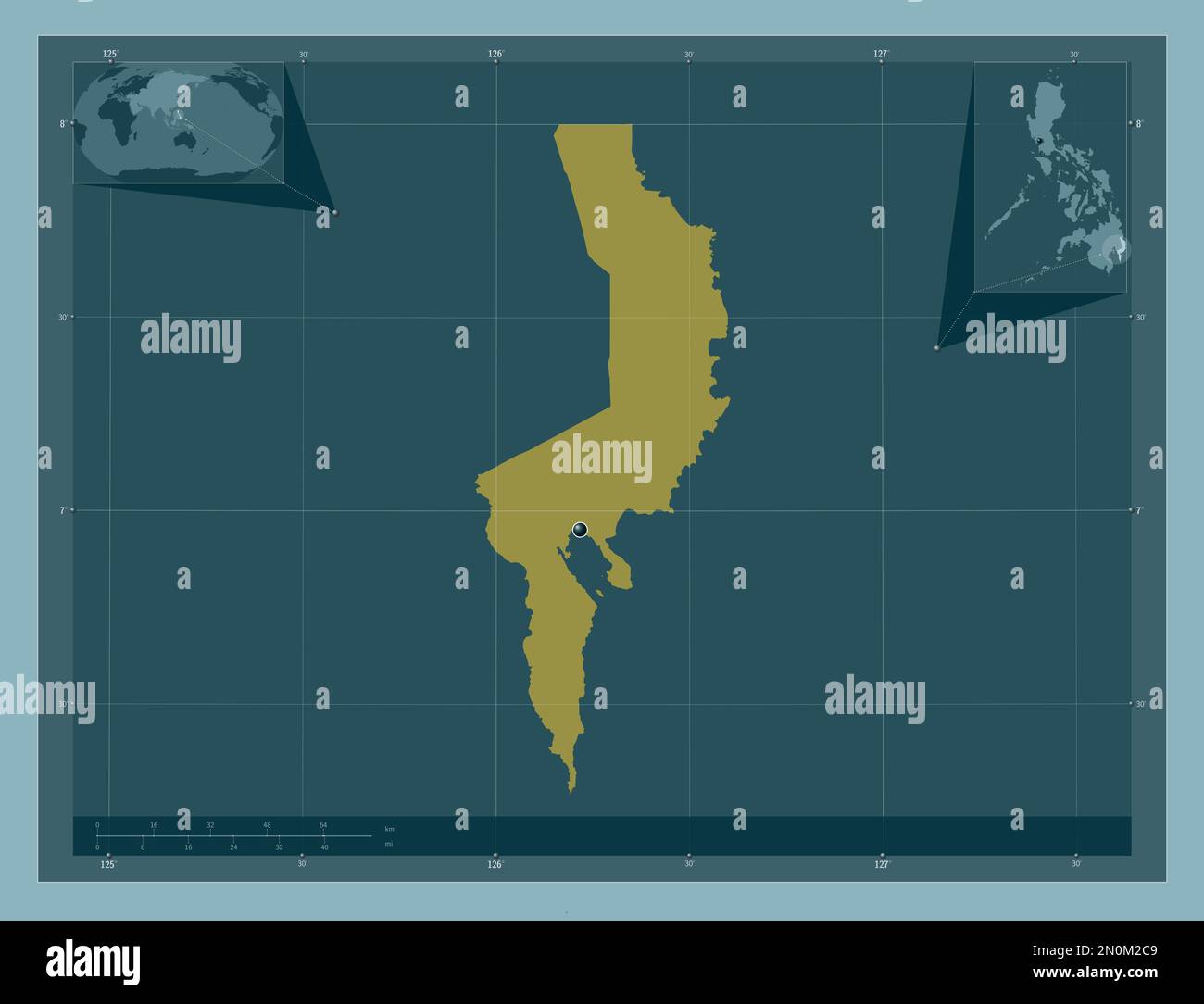 Davao Oriental, province of Philippines. Solid color shape. Corner ...