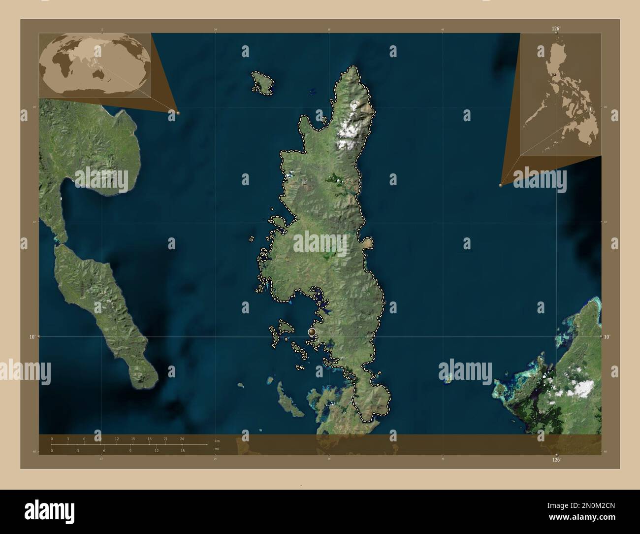 Dinagat Islands, province of Philippines. Low resolution satellite map ...