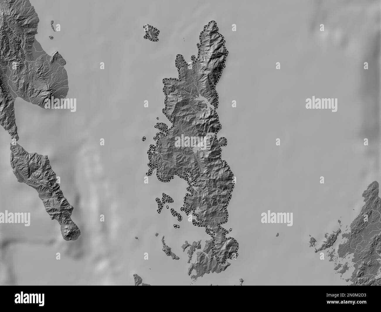 Dinagat Islands, province of Philippines. Bilevel elevation map with ...