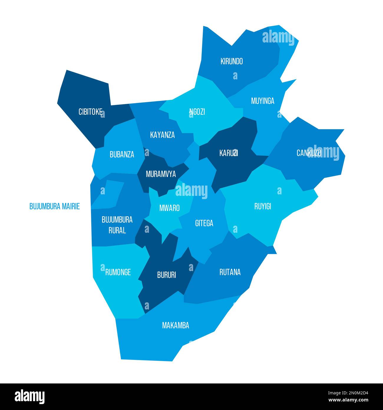 Burundi political map of administrative divisions - provinces. Flat ...