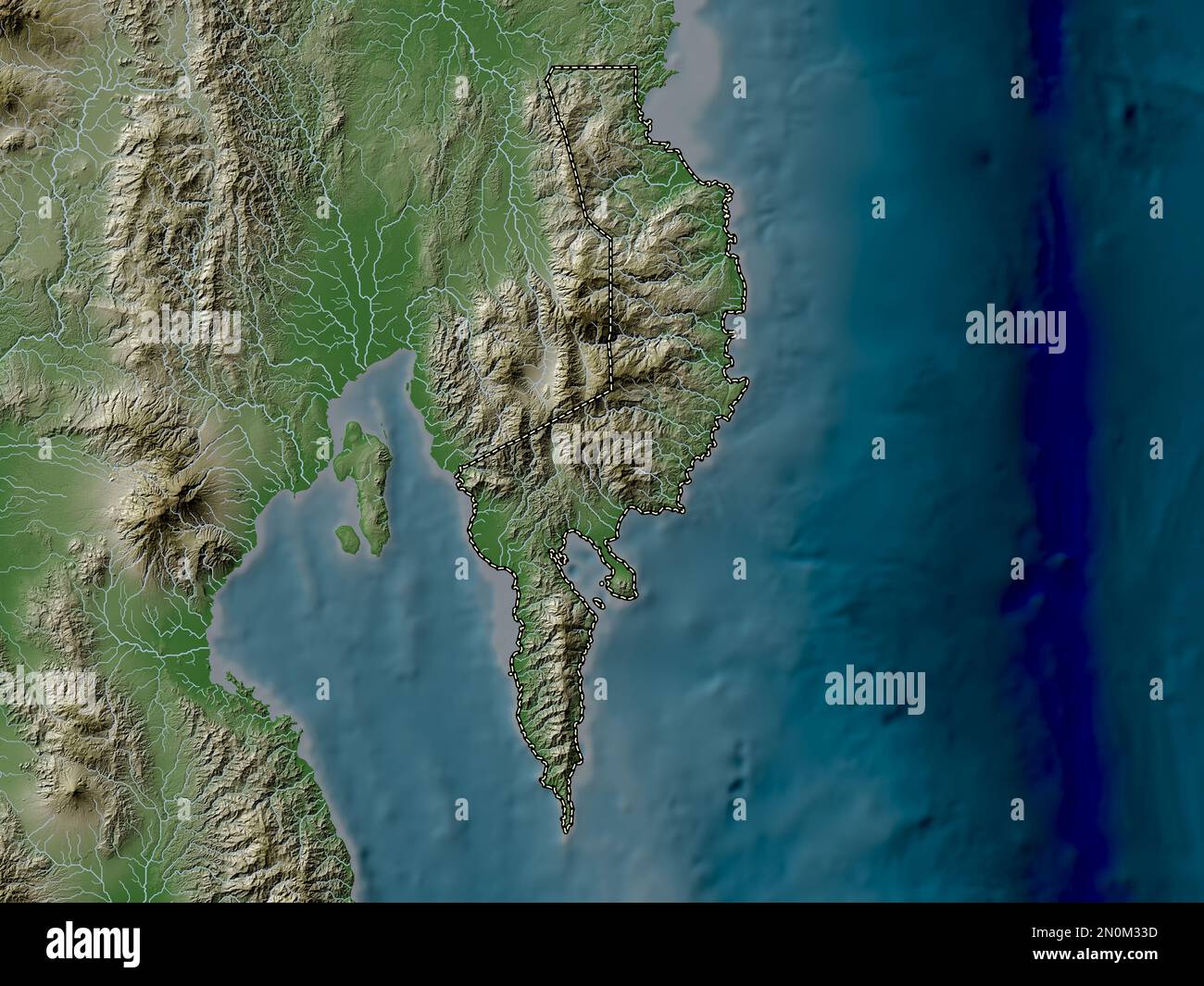 Davao Oriental, province of Philippines. Elevation map colored in wiki ...