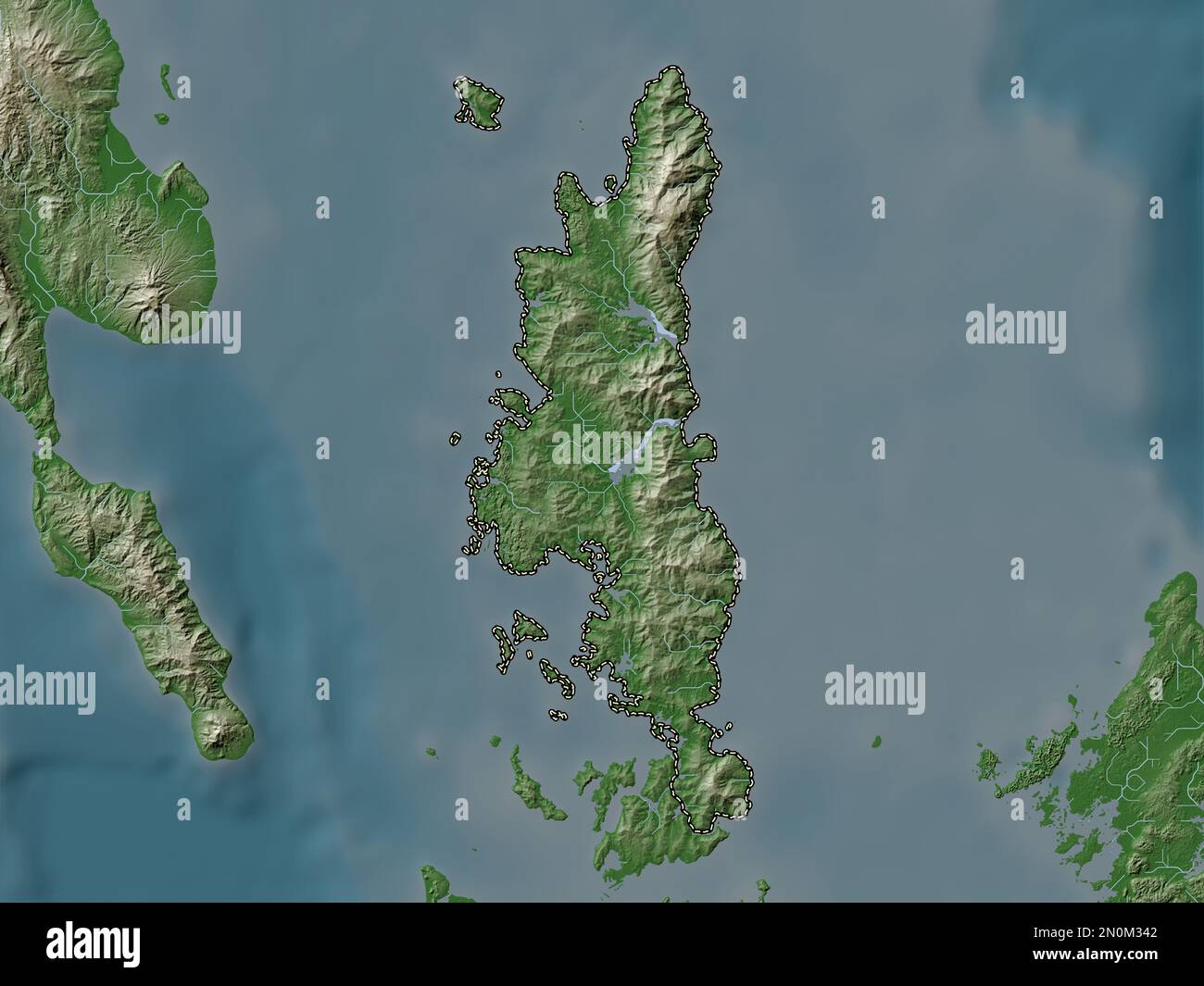 Dinagat Islands, province of Philippines. Elevation map colored in wiki ...