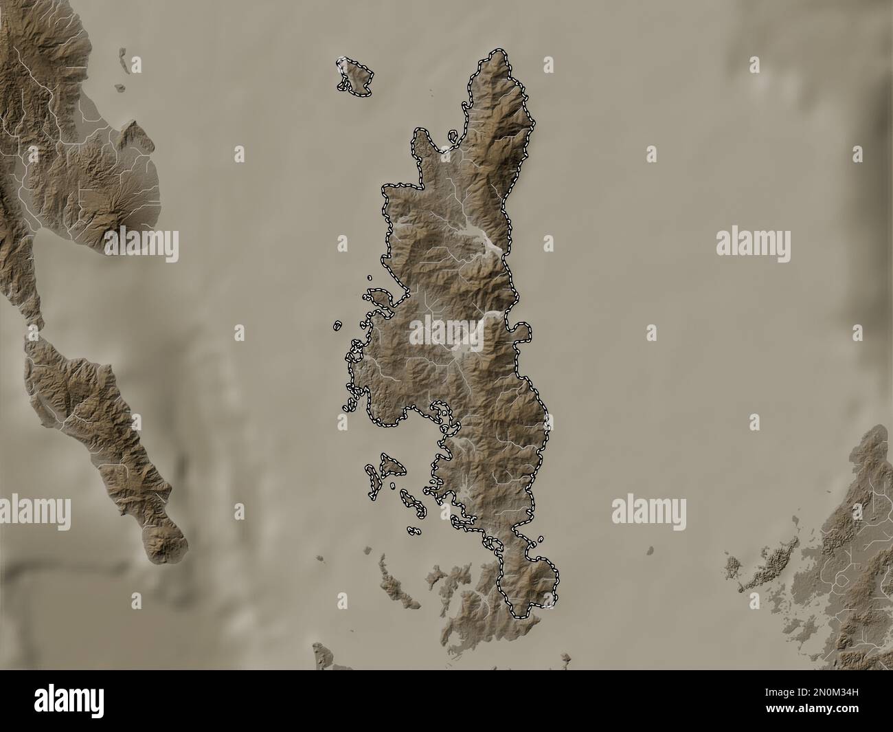 Dinagat Islands, province of Philippines. Elevation map colored in ...