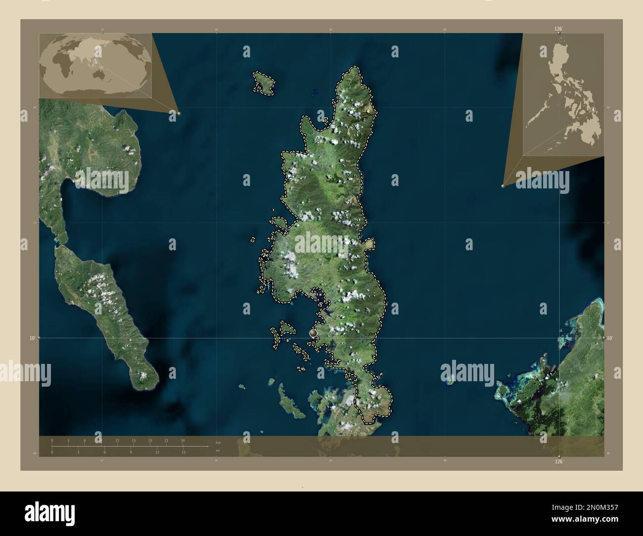 Dinagat Islands, province of Philippines. High resolution satellite map ...